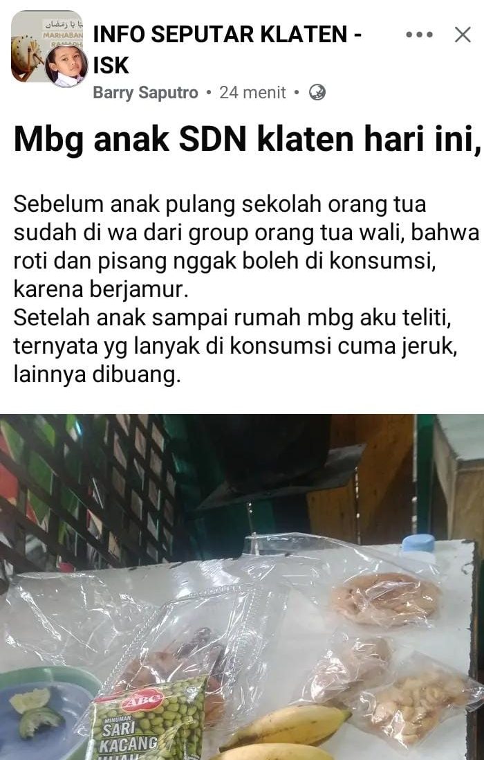 Skandal Makan Bergizi Gratis di Klaten: Roti Berjamur dan Tahu Basi ...